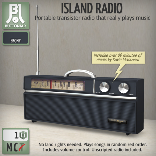 Second Life Marketplace - Island Radio (Ebony) - Buttonjar